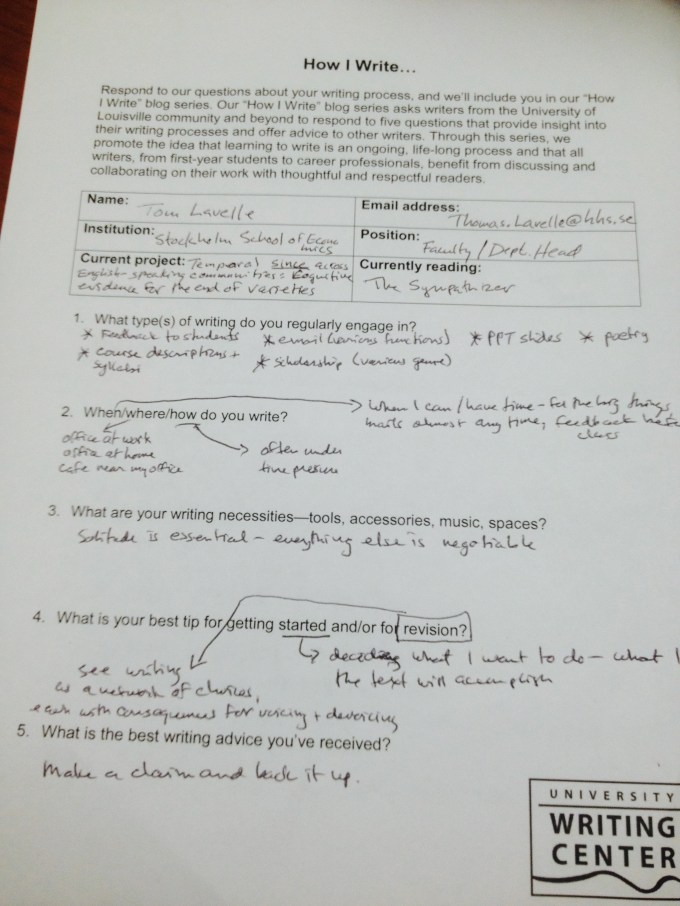 How I Write: Tom Lavelle, Ashley Taylor, & Emily Blair – University of ...